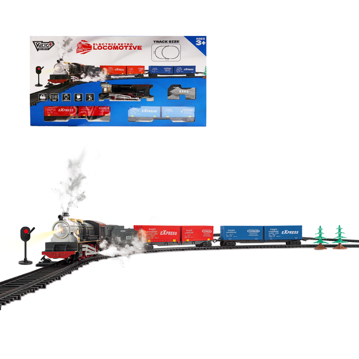 Bộ Đồ Chơi Lắp Ráp Đường Ray Và Tàu Lửa Retro Chạy Pin VECTO VT22832