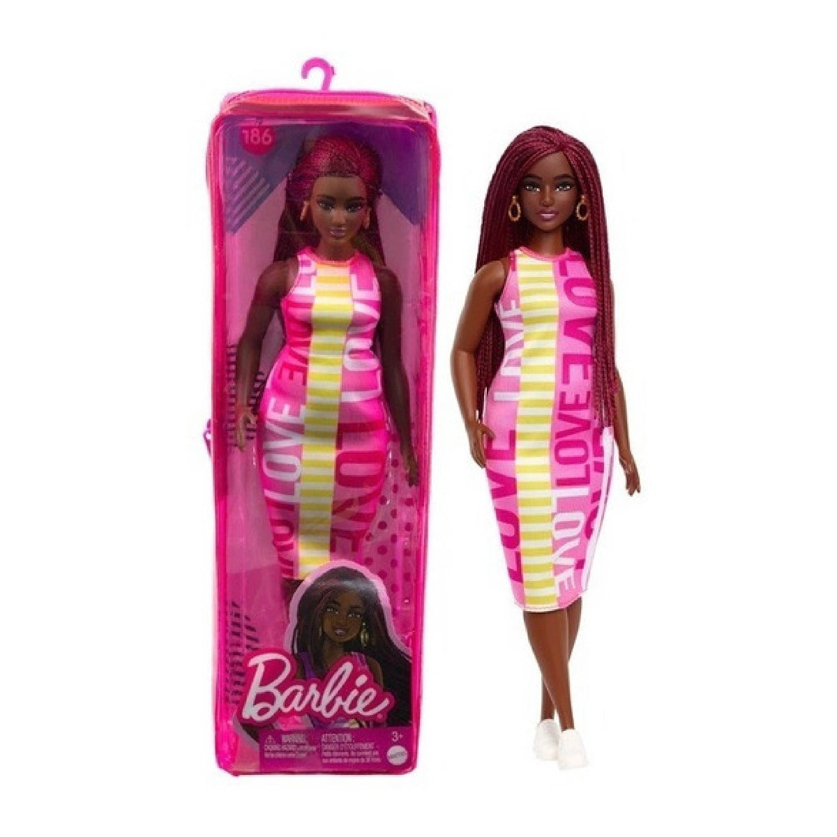 Barbie fashion doll - Curvy, Love Dress, Crimson Braids BARBIE FBR37